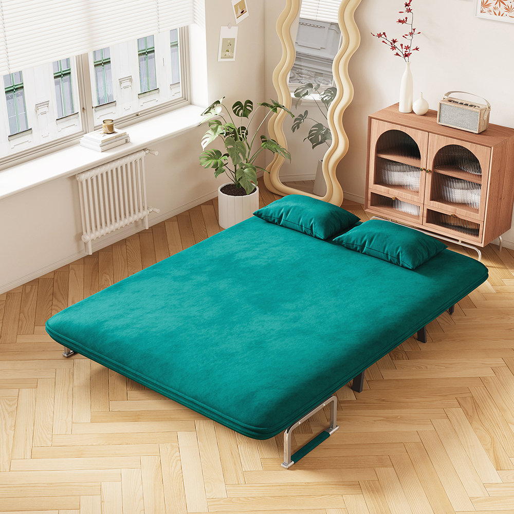 Trule Tri Fold Sofa Bed with Pillow and Sturdy Steel Frame for Home Sofas
